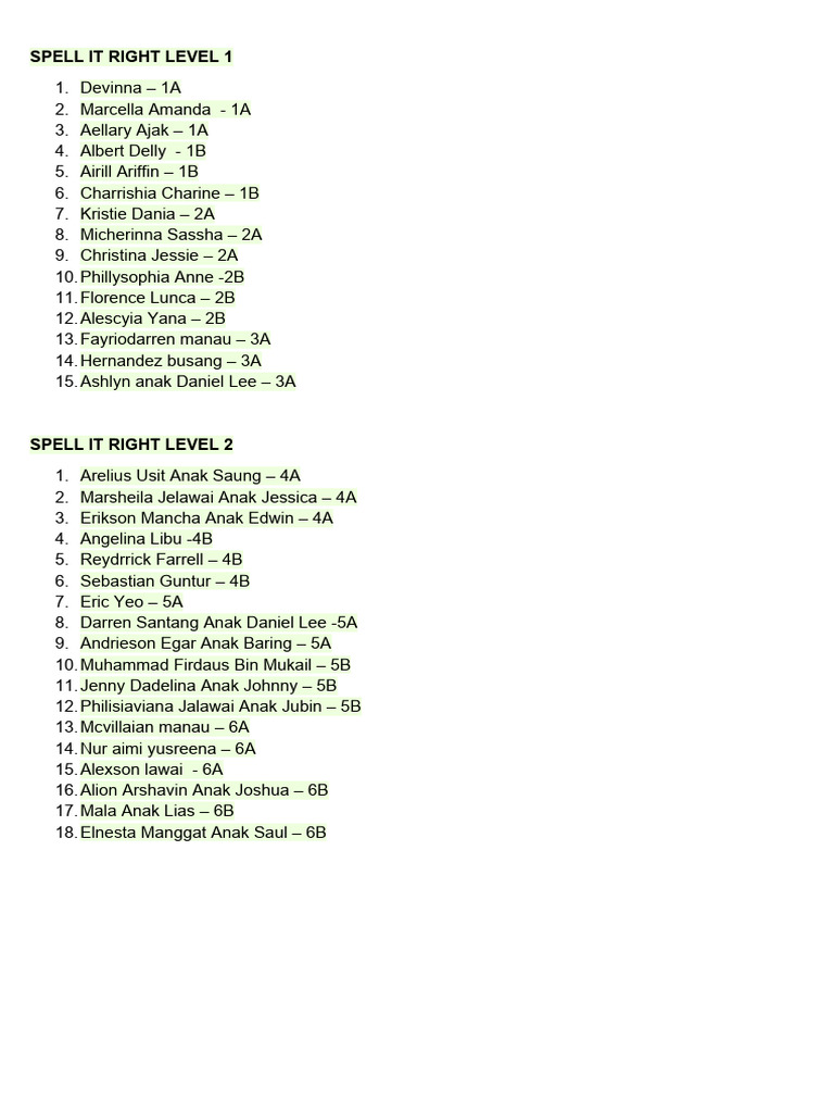 Spell It Right Level 1 | PDF