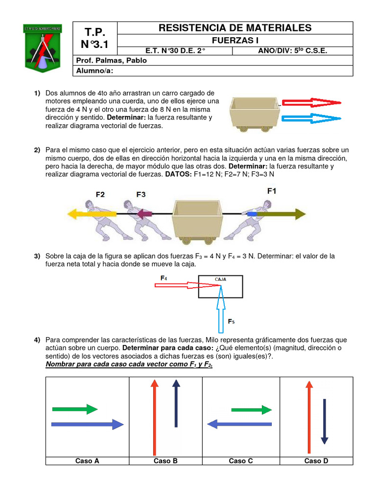 Ejercicios de Fuerzas y Diagramas Vectoriales | PDF | Fuerza | Vector ...