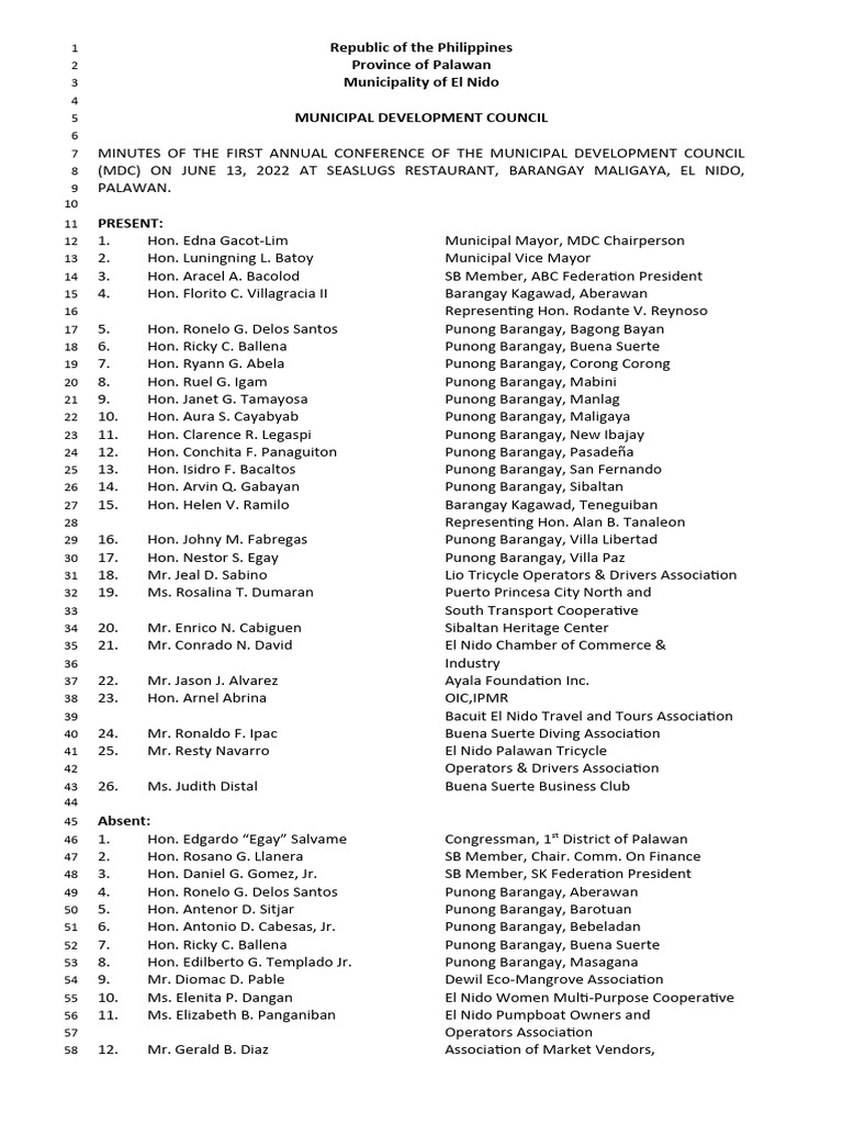 El Nido MDC Annual Conference 2022 | PDF | Economies