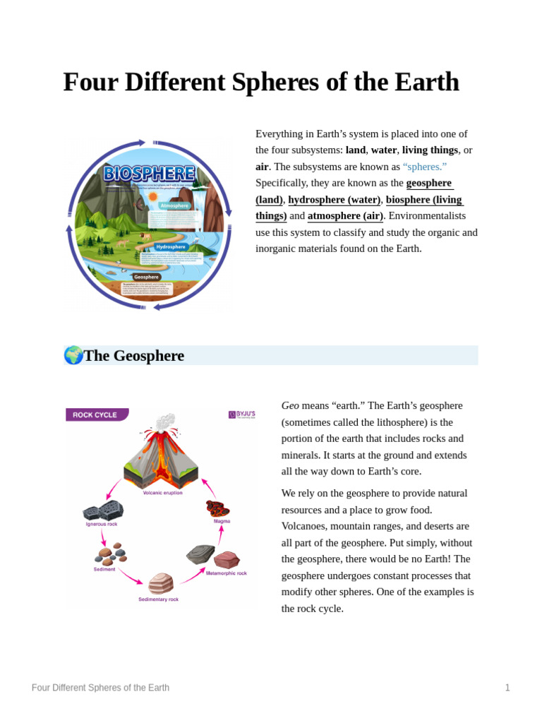 Four Different Spheres of The Earth | PDF