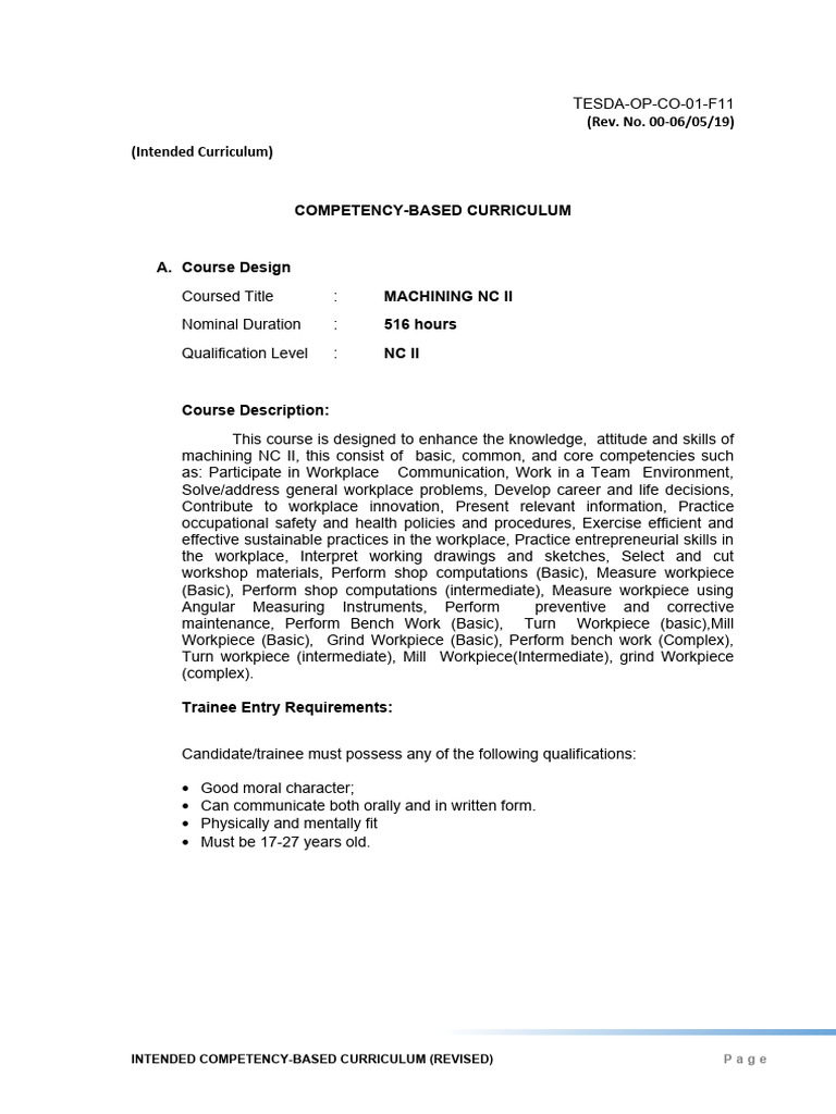 2.a.2 Machining NC II (CBC With CNC) | PDF | Communication ...
