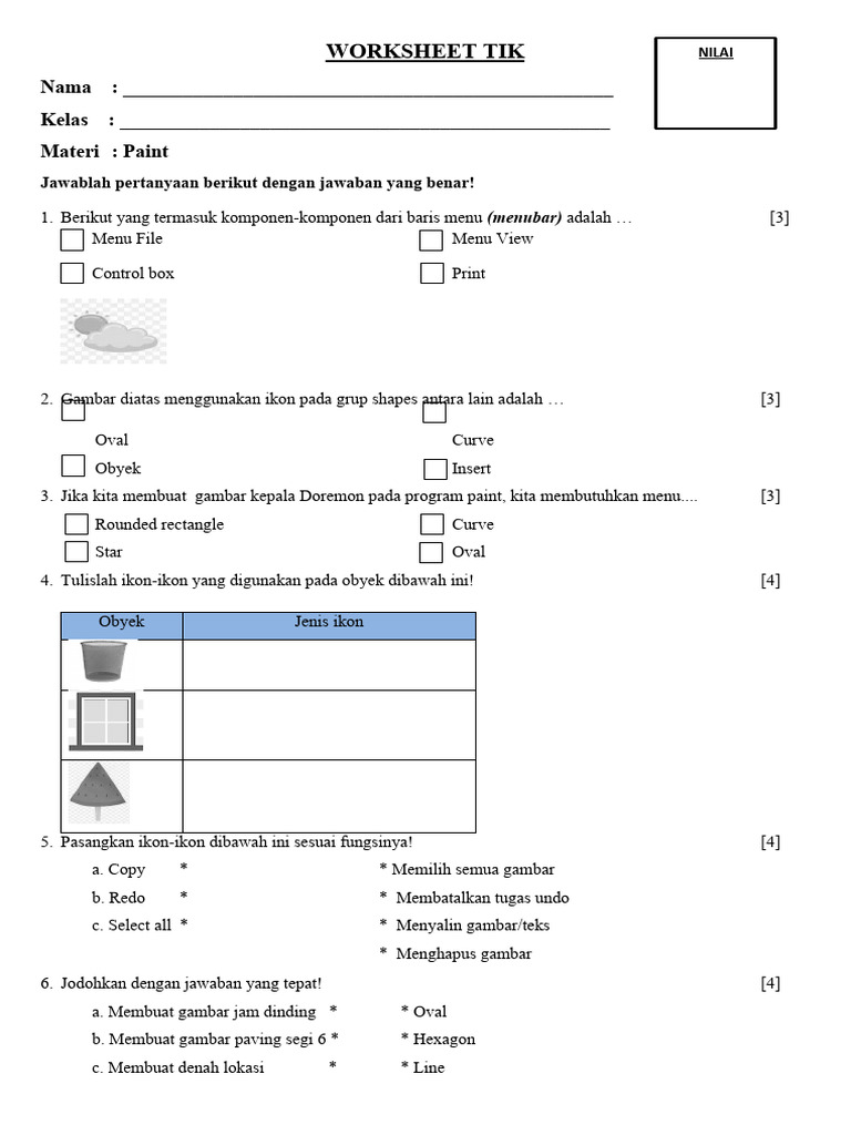 Worksheet TIK PAS | PDF | Metode & Bahan Ajar | Komputer