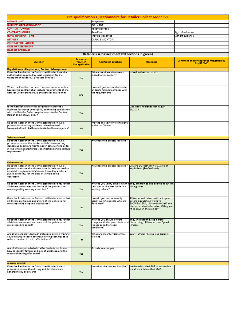 RC Pre-Qualification Questionnaire v2 2023 Final | PDF | Driving ...