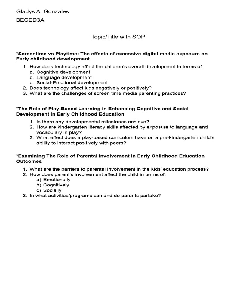 Isha Sop and Product | PDF | Early Childhood Education | Child Development