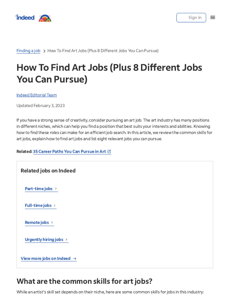 How To Find Art Jobs (Plus 8 Different Jobs You Can Pursue) | PDF ...