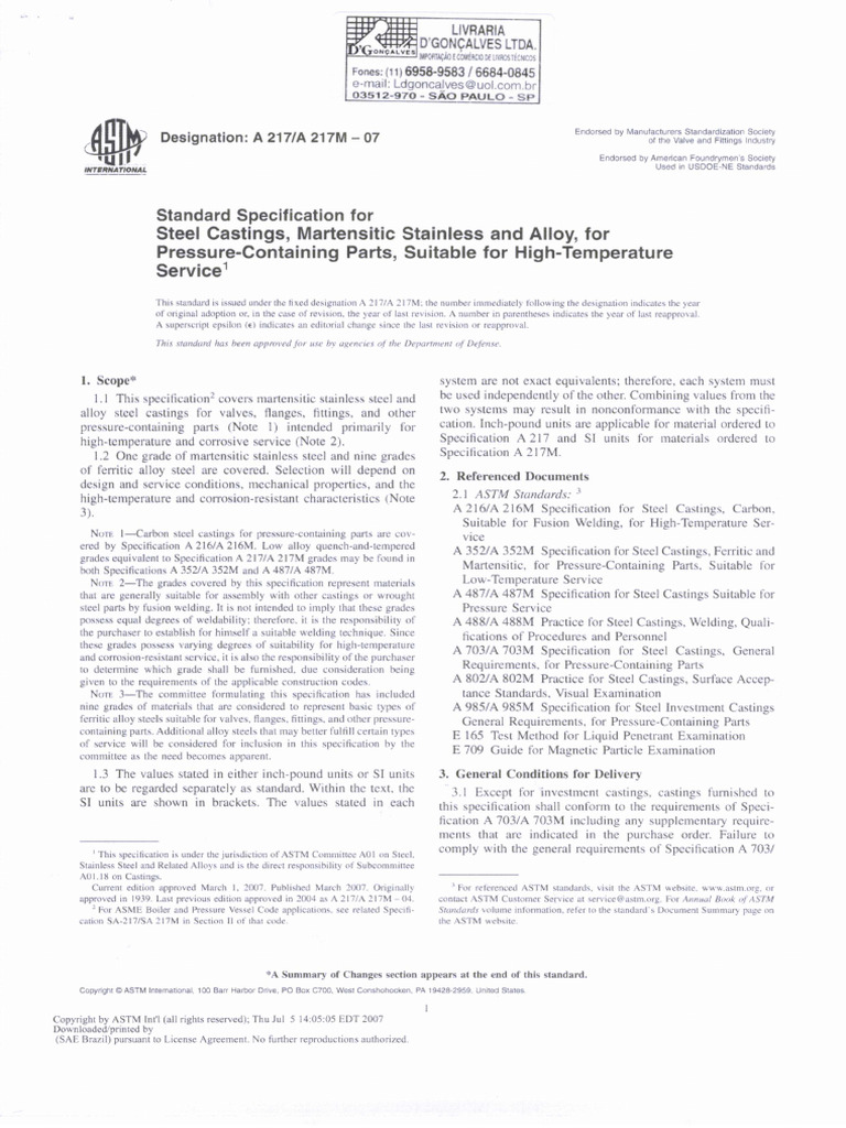 Norma ASTM A 217-217M 2007 | PDF