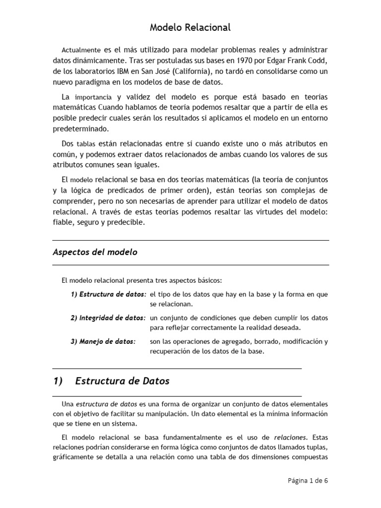 03 Modelo Relacional 2021 | PDF | Base de datos relacional | Bases de datos