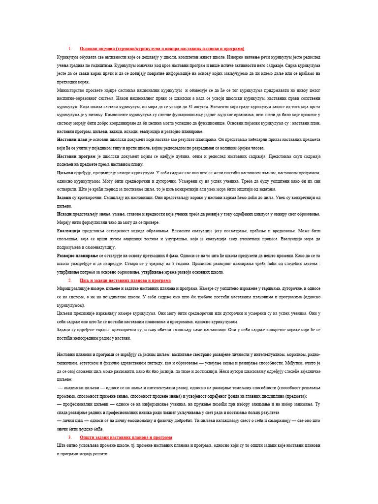 Školska Pedagogija - Ispitna Pitanja | PDF