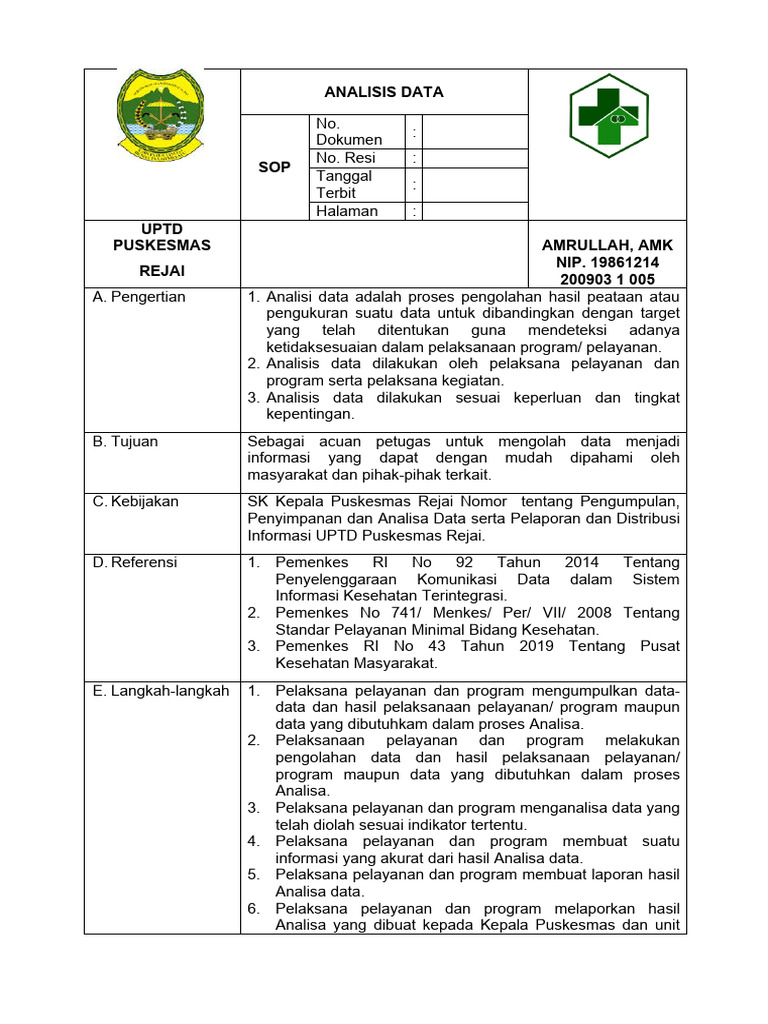 Sop Analisis Data | PDF
