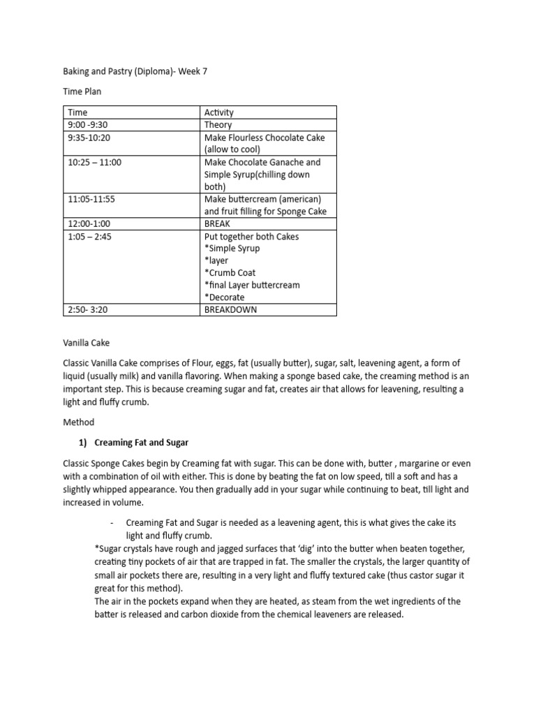 Week 7 Baking: Cakes & Techniques | PDF | Cakes | Desserts