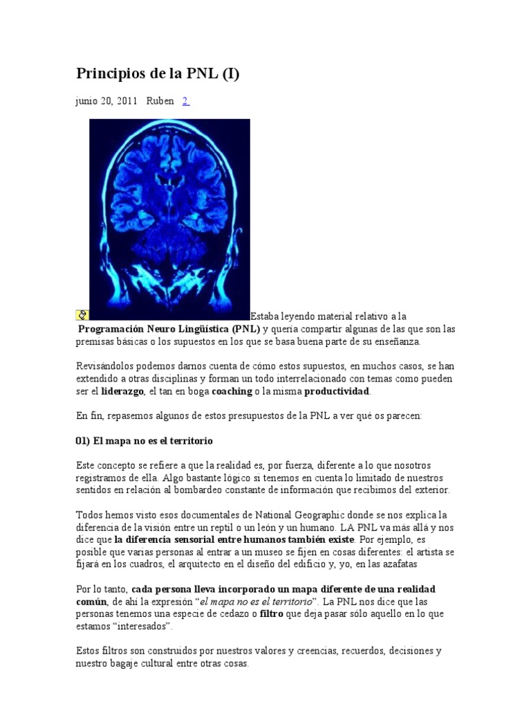 Principios de La PNL | PDF | Programación neurolingüistica | Comportamiento