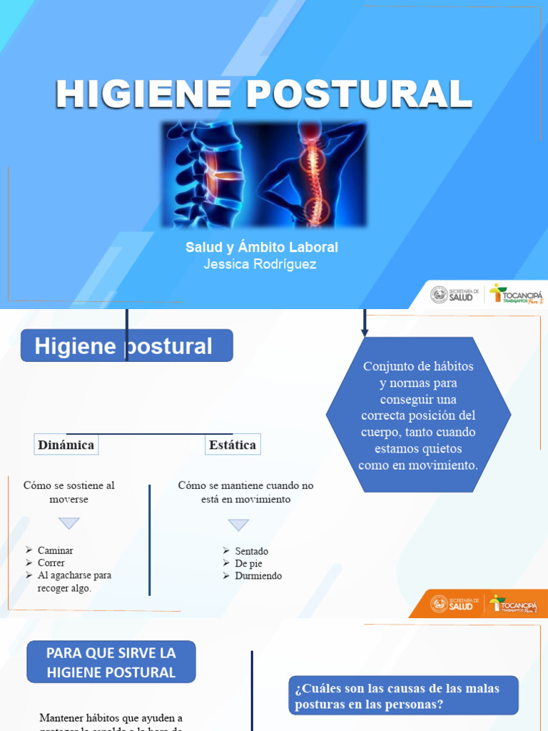 Presentación Higiene Postural | PDF | Dolor lumbar | Enfermedades y trastornos