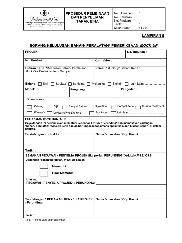 Borang Kelulusan Bahan | PDF