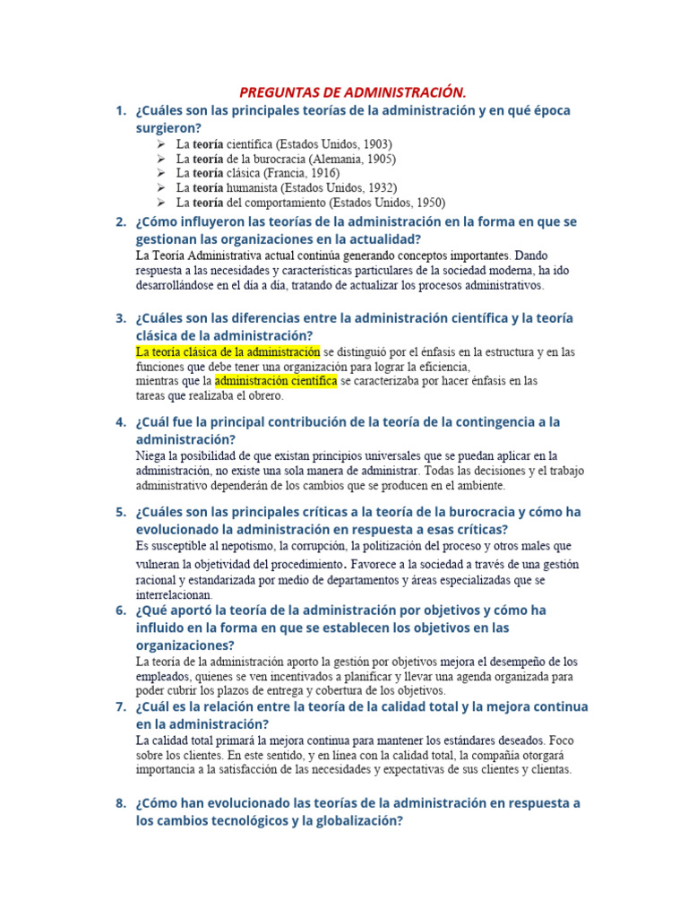PREGUNTAS DE ADMINISTRACIÓN | PDF | Economias | Business