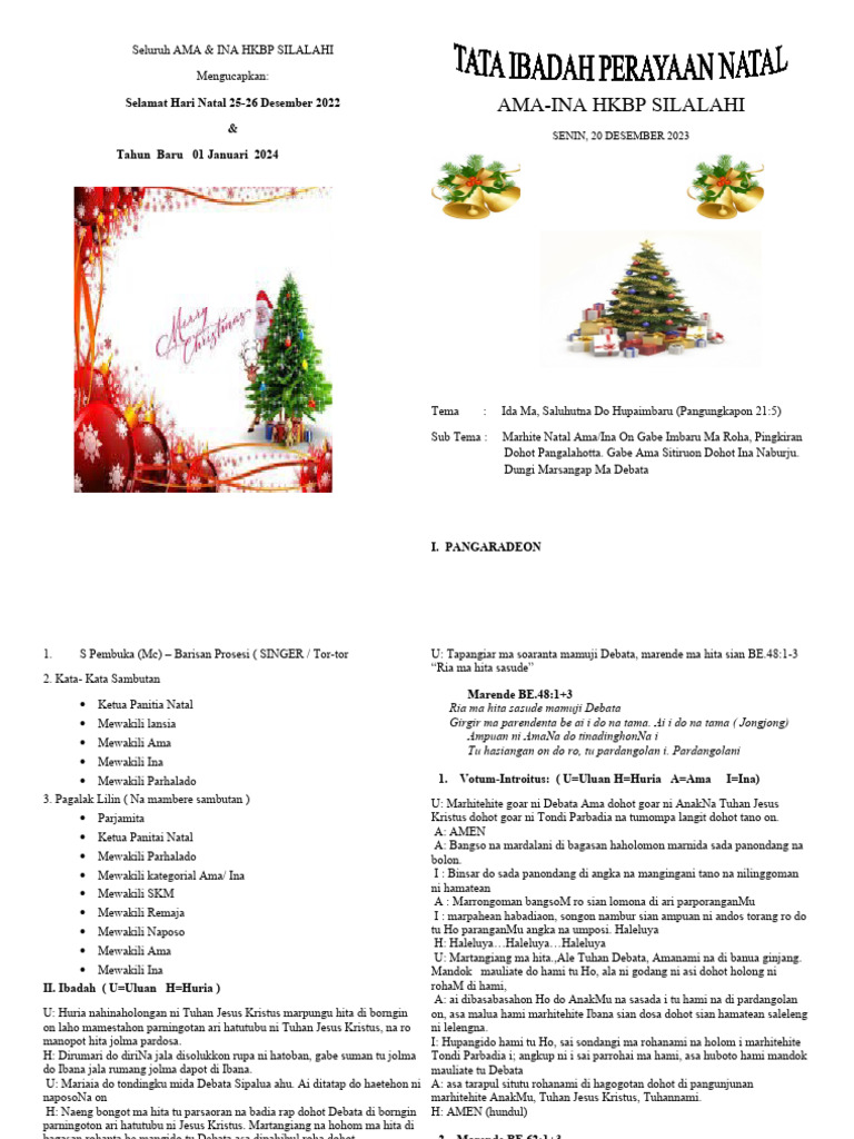 Tertib Acara Natal HKBP Silahis | PDF