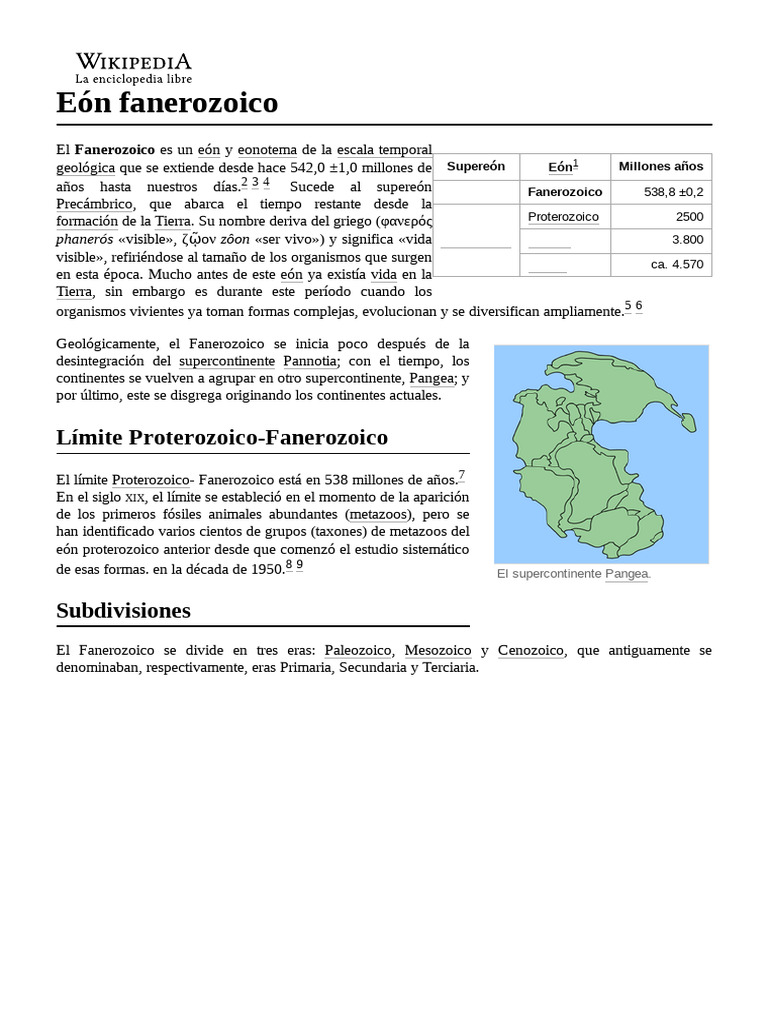 Eón_fanerozoico | PDF | pleistoceno | Ciencias de la Tierra