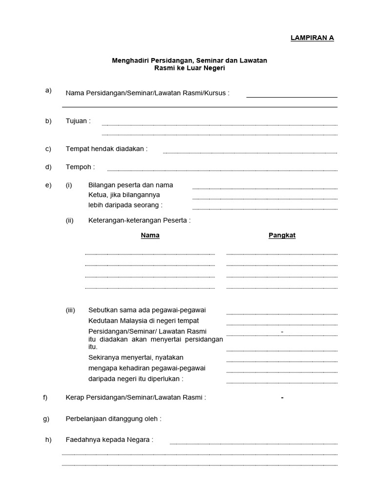 Borang Ke Luar Negara Urusan Rasmi | PDF