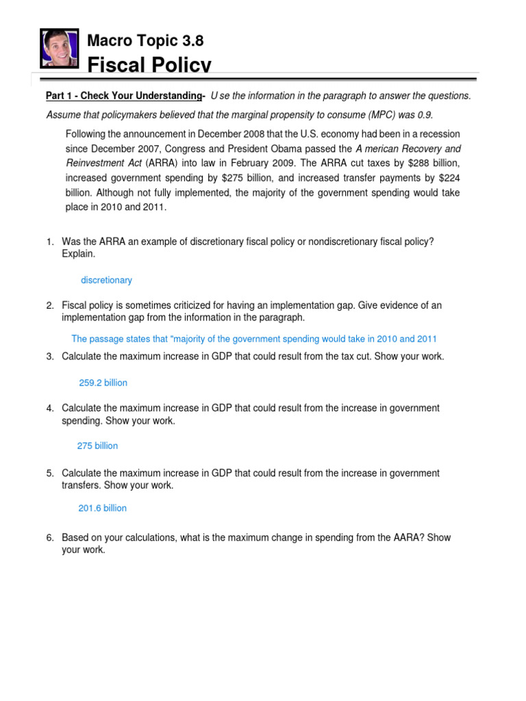 Fiscal Policy: Macro Topic 3.8 | PDF | Fiscal Policy | Government Spending