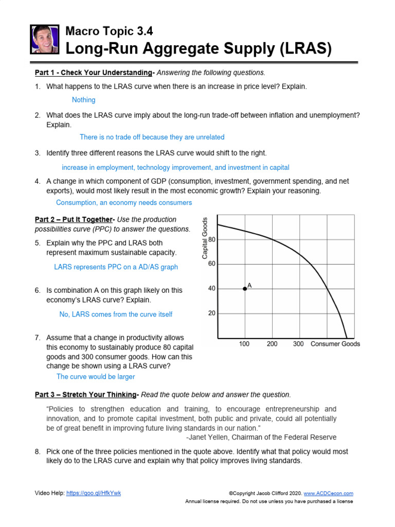 Long-Run Aggregate Supply (LRAS) : Macro Topic 3.4 | PDF