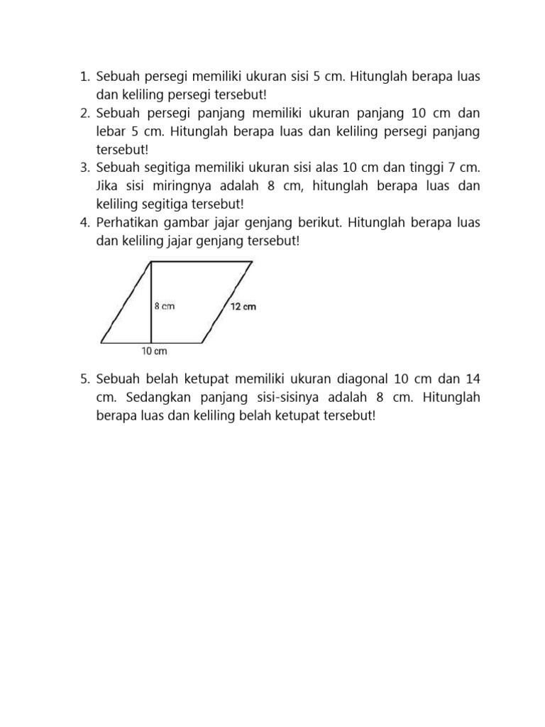 Sebuah Persegi Memiliki Ukuran Sisi 5 CM | PDF