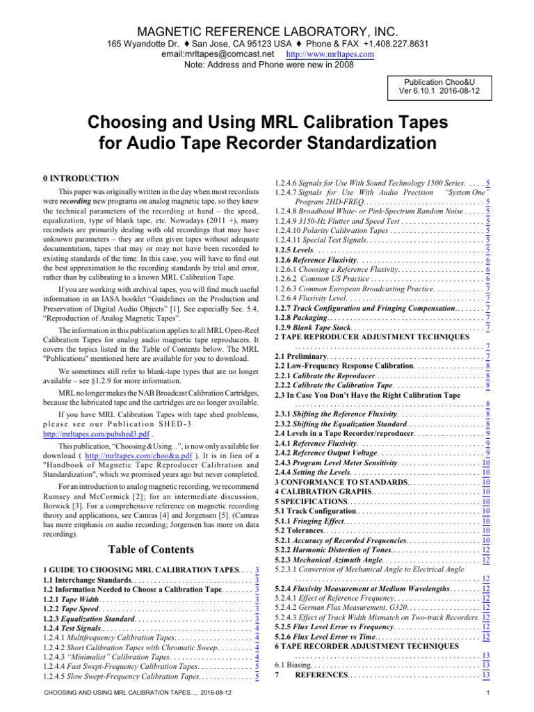 Choosing and Using MRL Calibration Tapes | PDF | Equalization (Audio ...