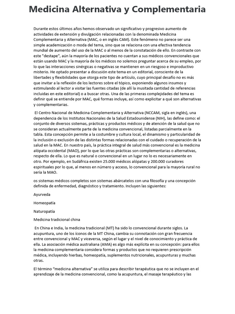 Medicina alternativa y Complementaria | PDF | Medicina alternativa | Medicina