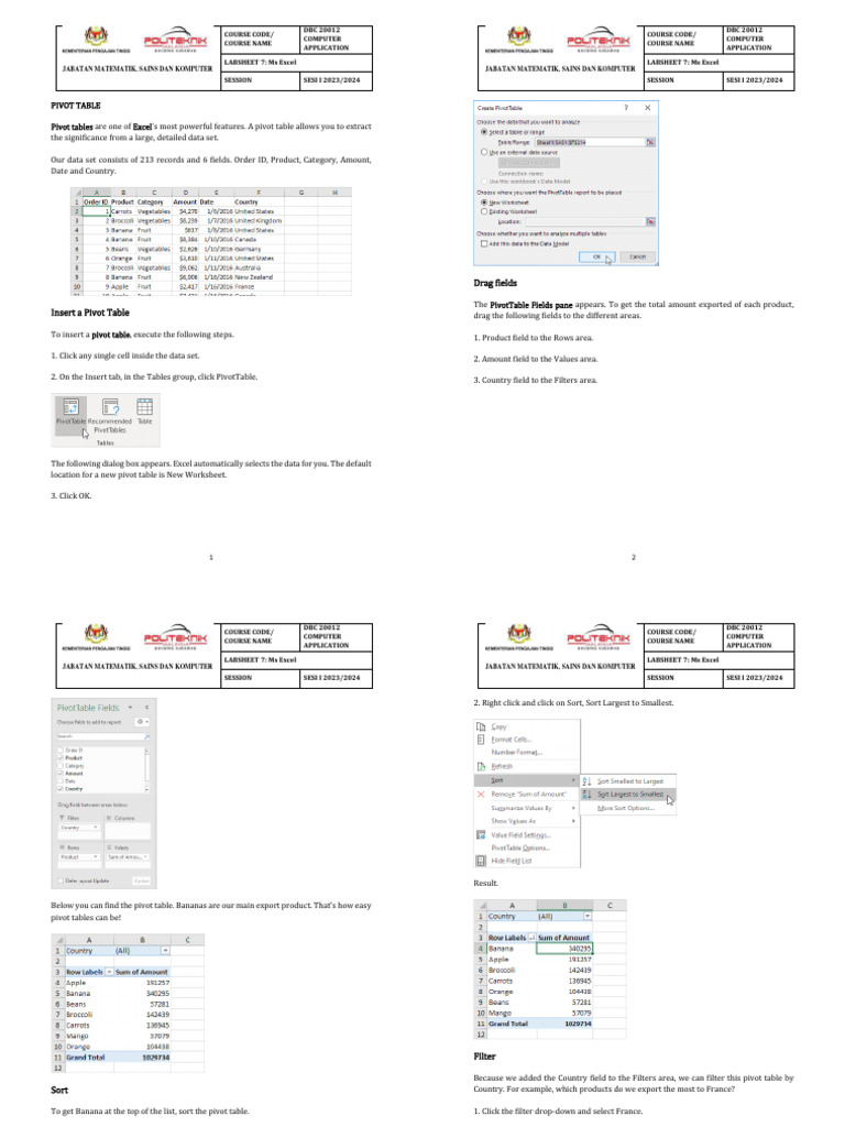 Labsheet 7 | PDF | Microsoft Excel | Computing