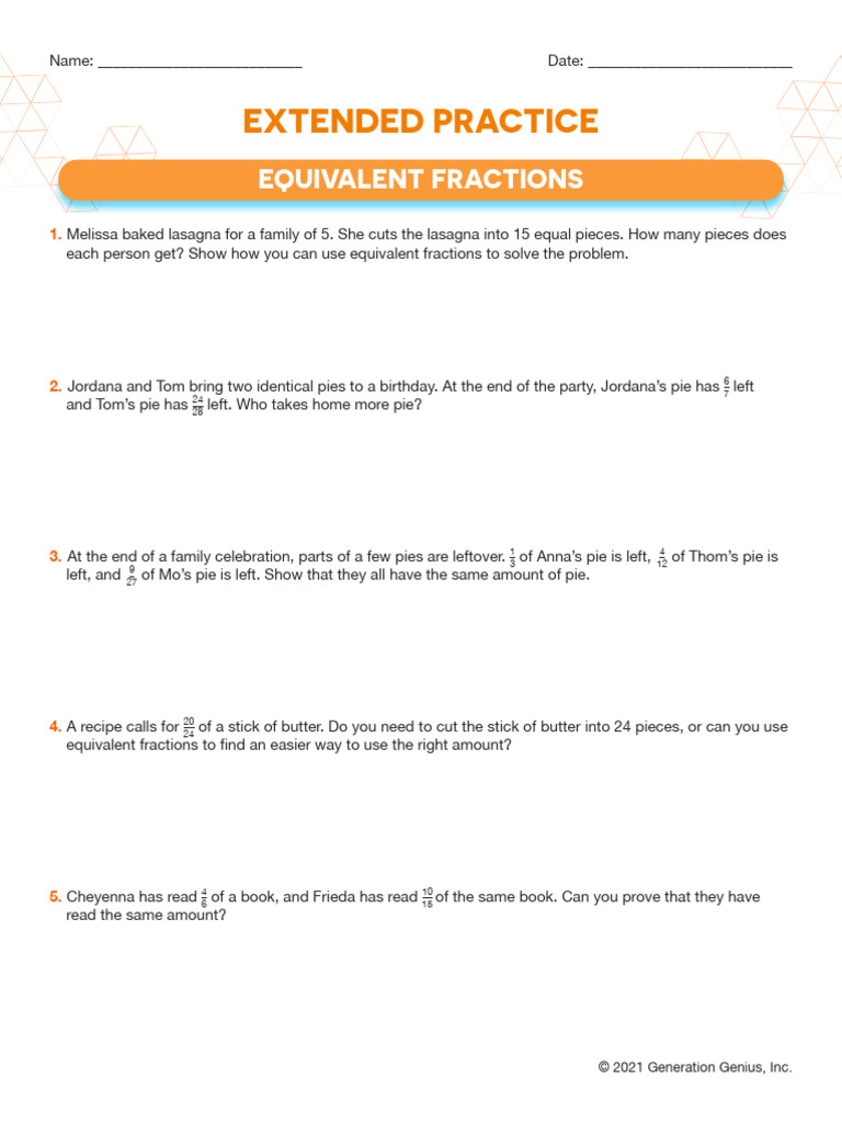 Equivalent Fractions Practice Problems | PDF