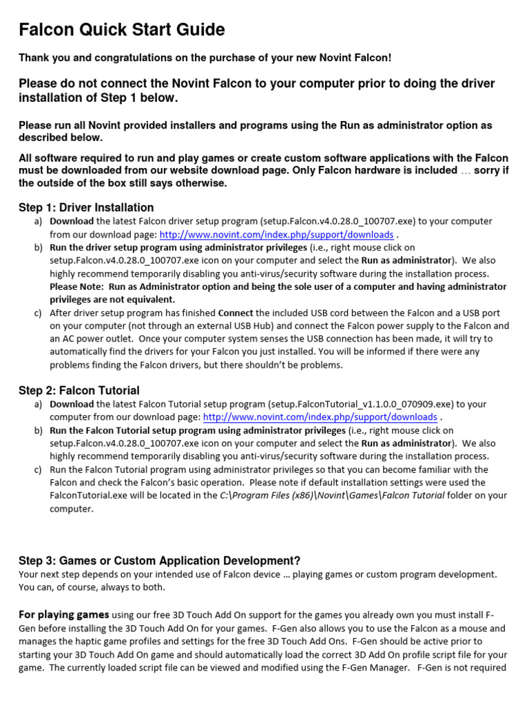 Falcon Quick Start Guide R7 | PDF | Programming | Computer Program