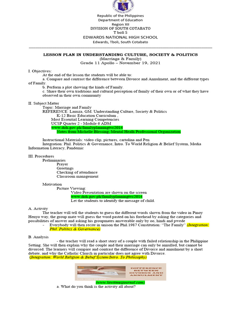 Lesson Plan Demo Region - Docx - Final | PDF | Divorce | Learning
