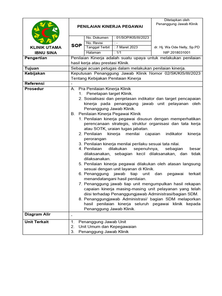 [CONTOH FORMAT] SOP PENILAIAN KINERJA | PDF