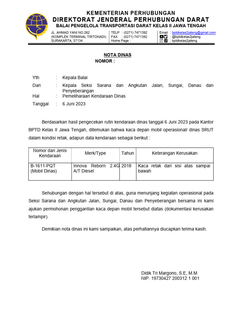 Format Nota Dinas | PDF