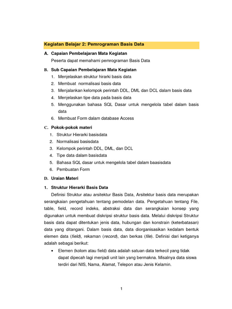 Pemrograman Basis Data | PDF | Metode & Bahan Ajar | Komputer