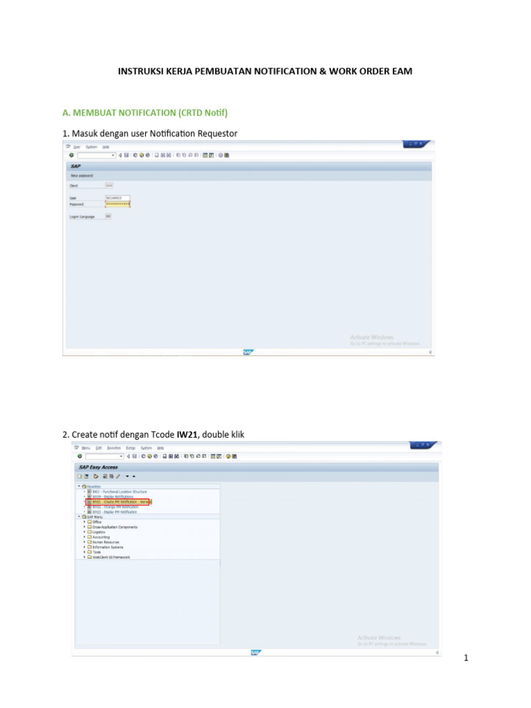 Panduan Pembuatan Notification & Work Order EAM | PDF | Pengelolaan ...