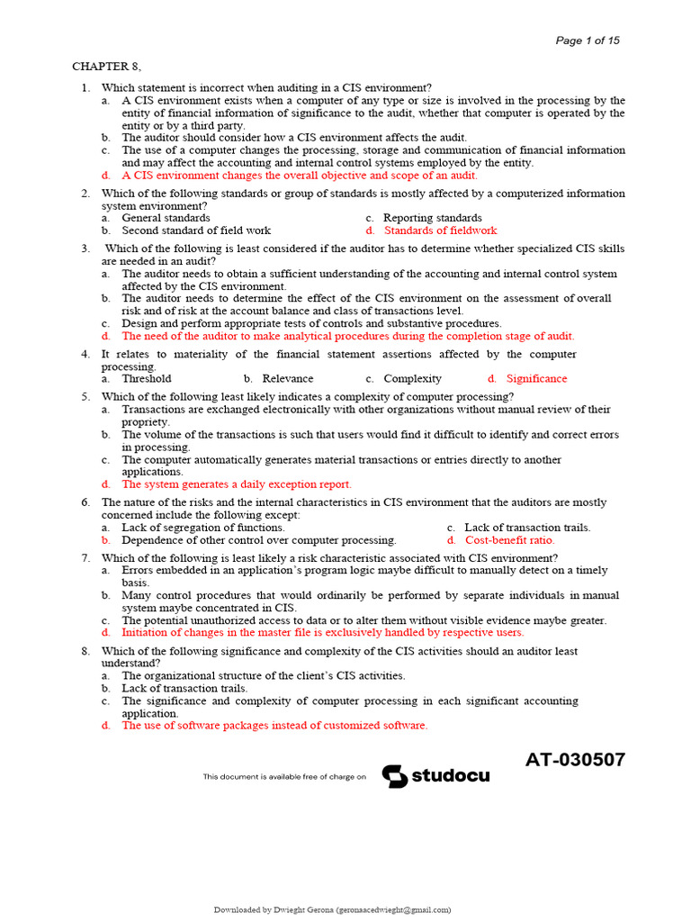 At 04 Auditing in A Cis Environment | PDF | Computer Network | Databases