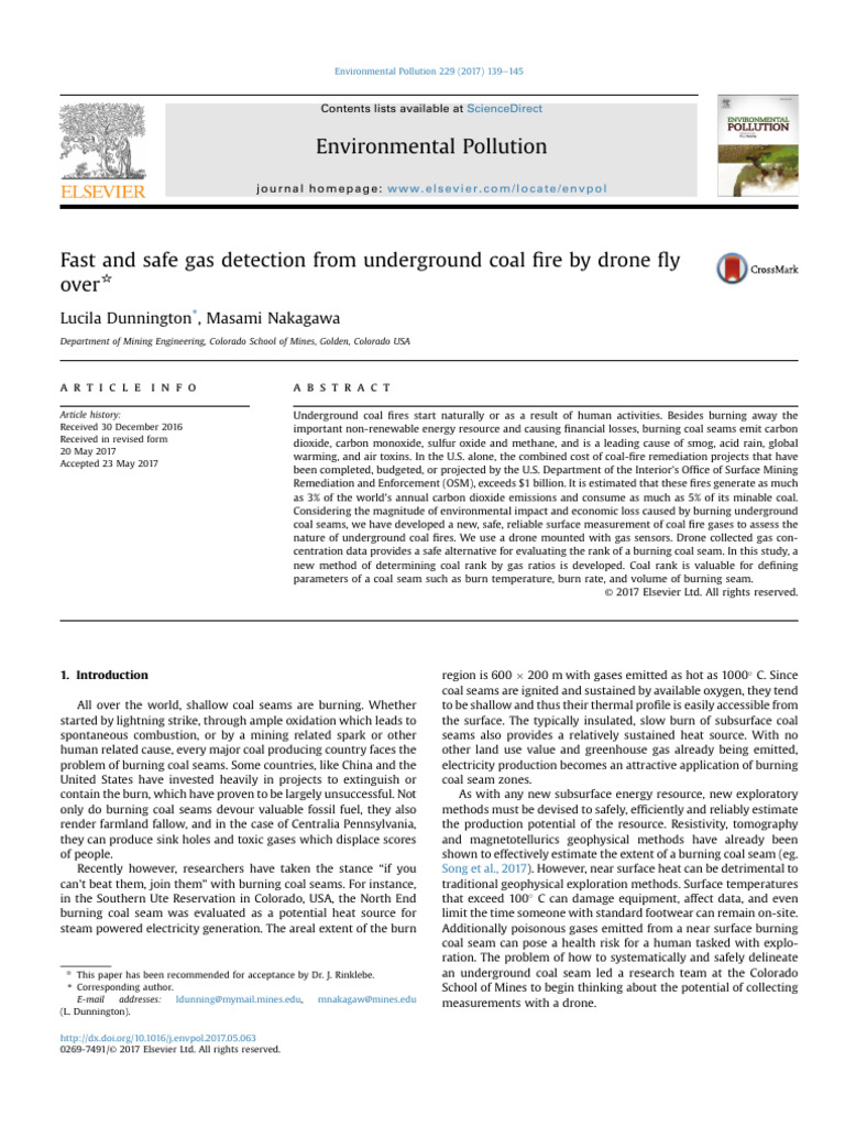 Fast And Safe Gas Detection From Underground C Pdf Coal Combustion