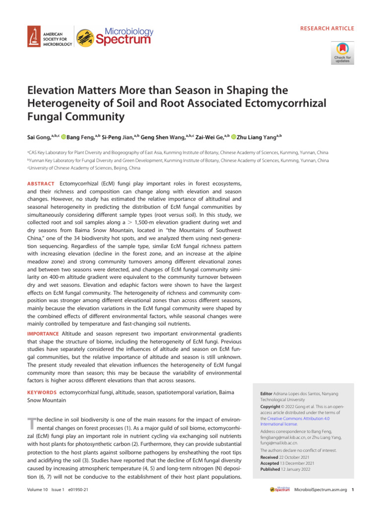 Gong Et Al 2022, Microbiology Spectrum | PDF | Soil | Fungus