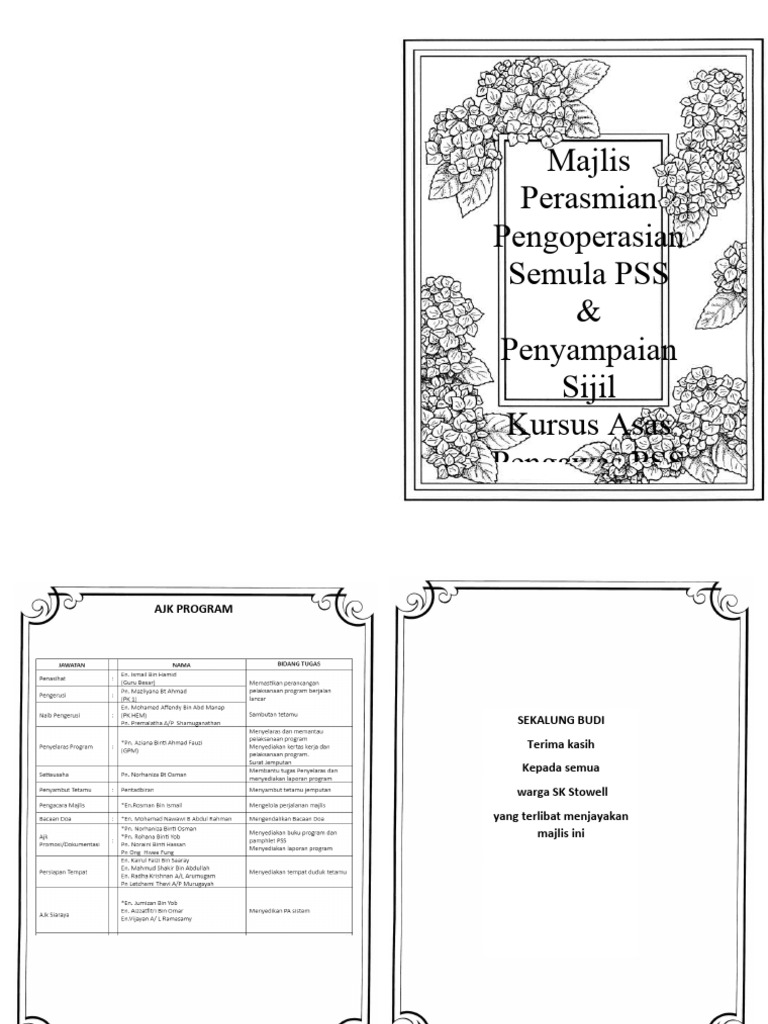 Buku Program Majlis Perasmian PSS 2022 | PDF