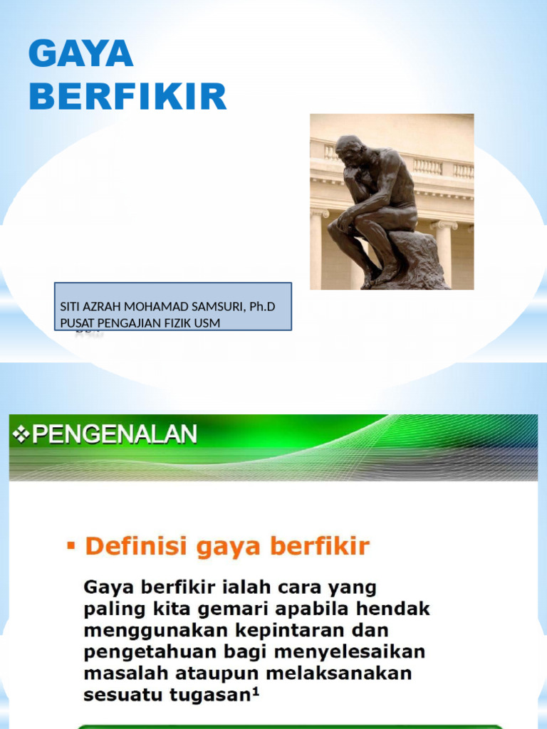 Kuliah Gaya Berfikir - Bahagian 2 | PDF