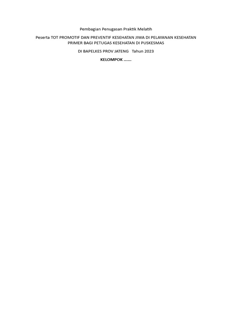 PENUGASAN MICROTEACHING (Pembagian Kelompok) - Keswa | PDF