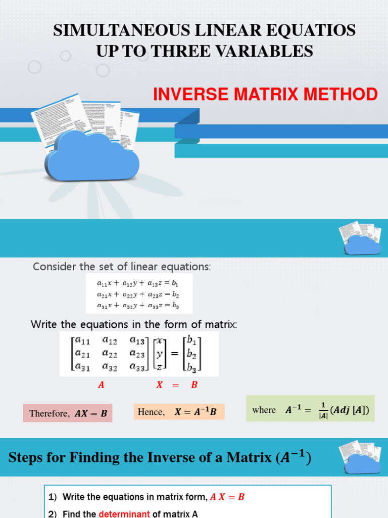 TOPIC 4 INVERSE MATRIX METHOD Izun | PDF