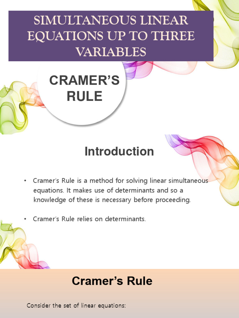 TOPIC 4 Cramers Rule | PDF | Determinant | Matrix (Mathematics)