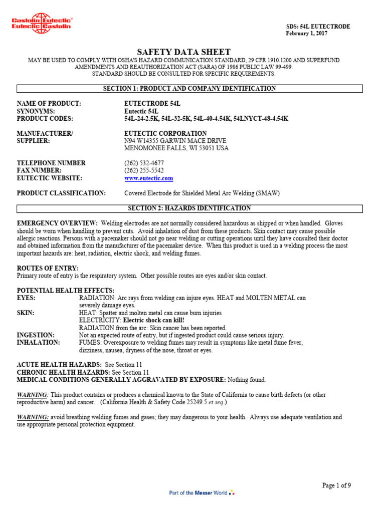 54L Eutectrode | PDF | Welding | Construction