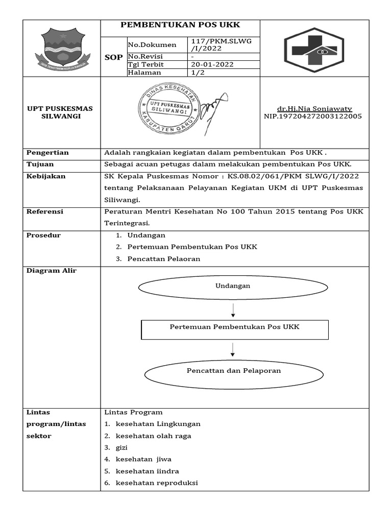 SOP PEMBENTUKAN POS UKK (1) | PDF