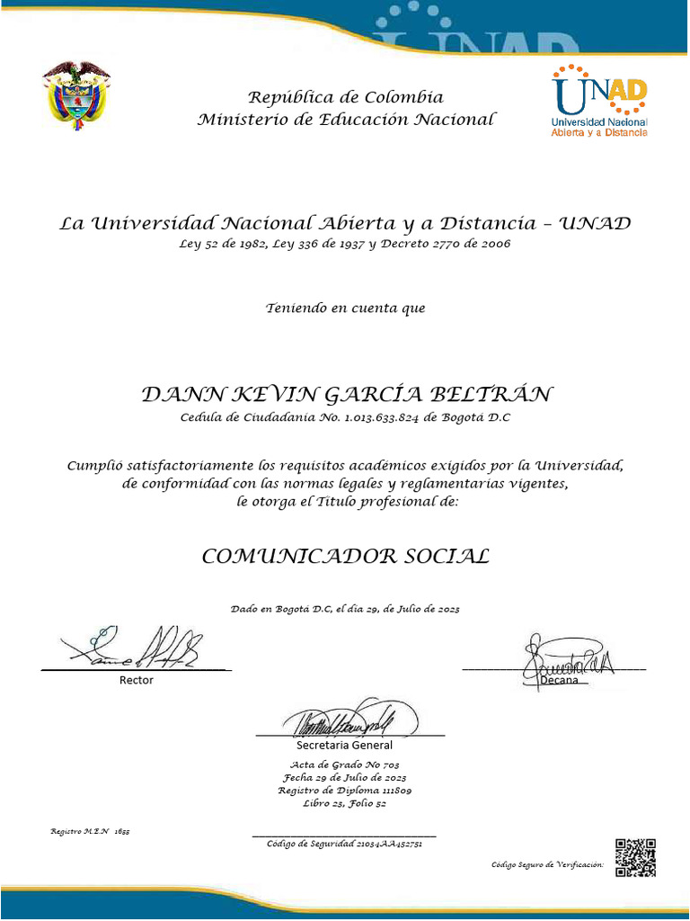 Diploma de La Universidad Unad Entrega Hoy - 231210 - 224342 | PDF