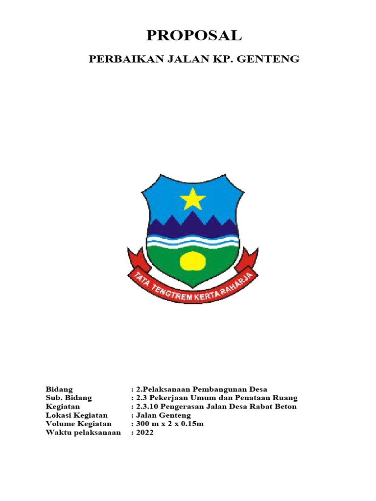 Proposal Jalan Desa Wirantasasmita MMM | PDF