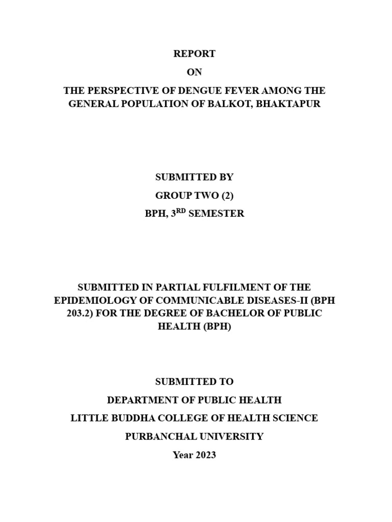 Report Writing on Dengue. final last | PDF | Epidemiology | Immunology