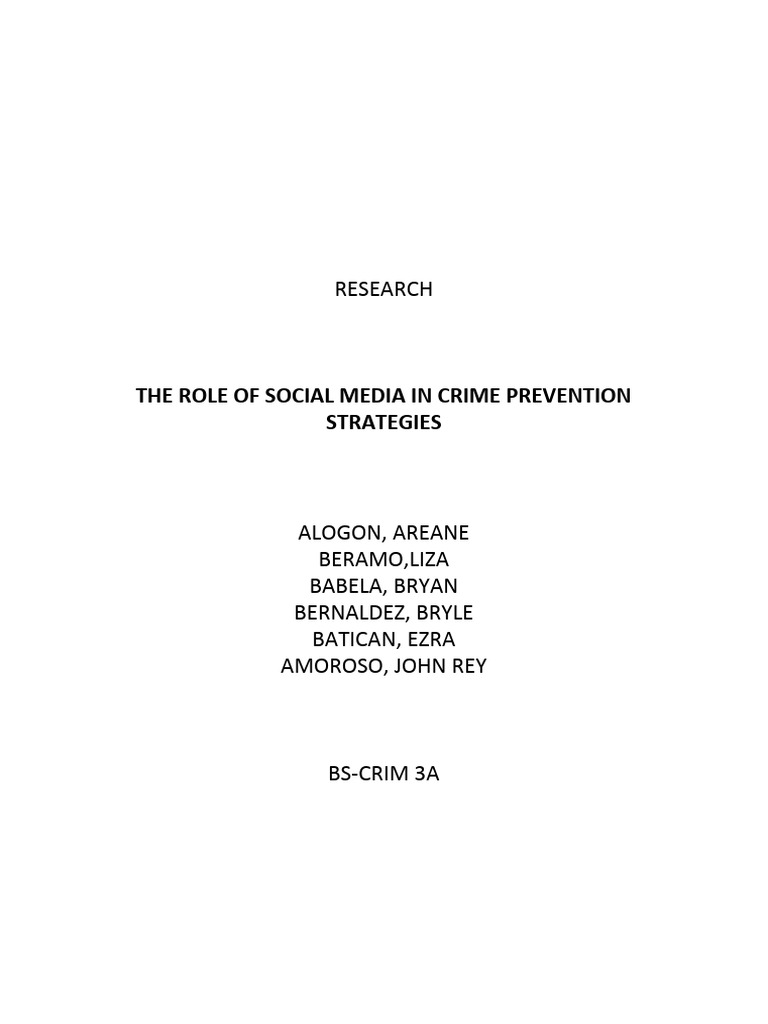 ANALYZING THE ROLE OF SOCIAL MEDIA IN CRIME PREVENTION | PDF | Popular ...