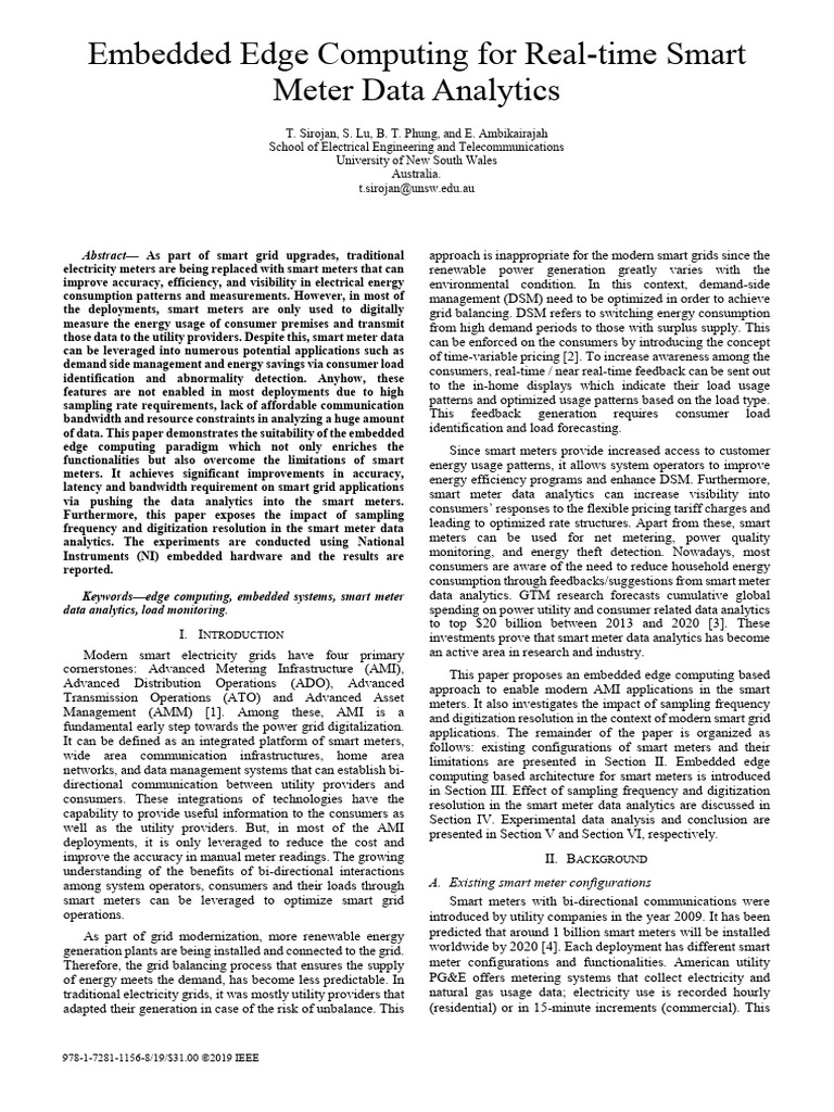 EmbeddedEdgeComputingforrealtimesmartmeterdataanalytics | PDF | Analog ...