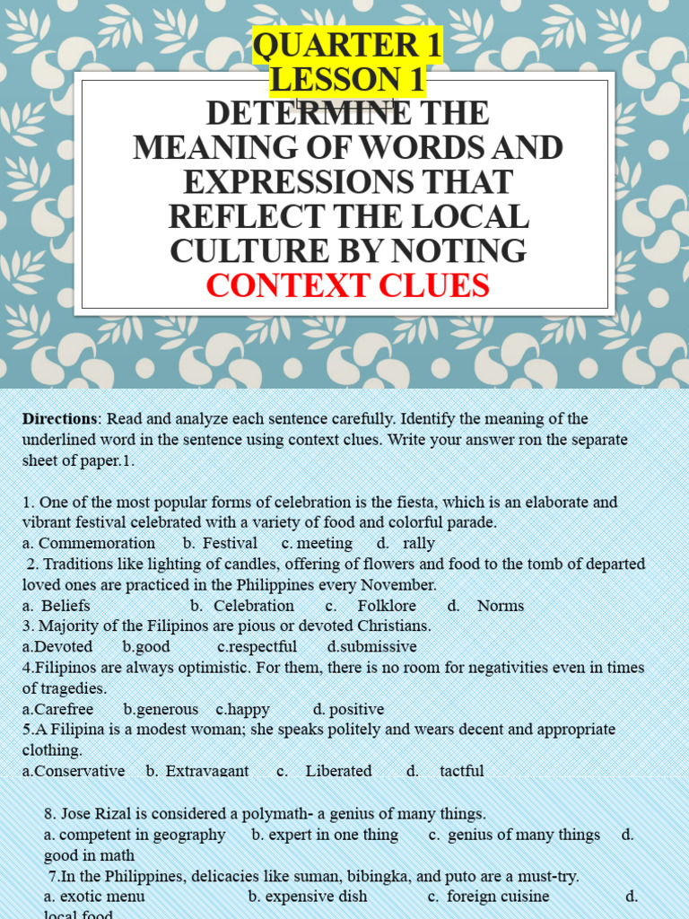 context clues | PDF | Philippines